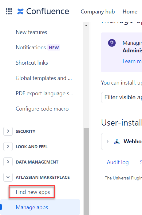 Install Webhook on Confluence | FortiCASB 24.4.b | Fortinet Document Library